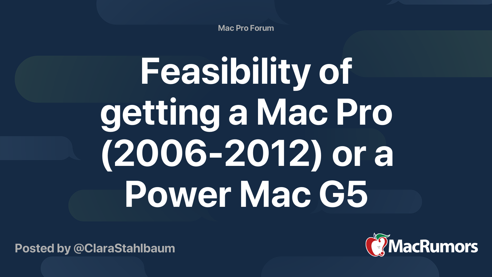 Feasibility of getting a Mac Pro (2006-2012) or a Power Mac G5 (2003 ...