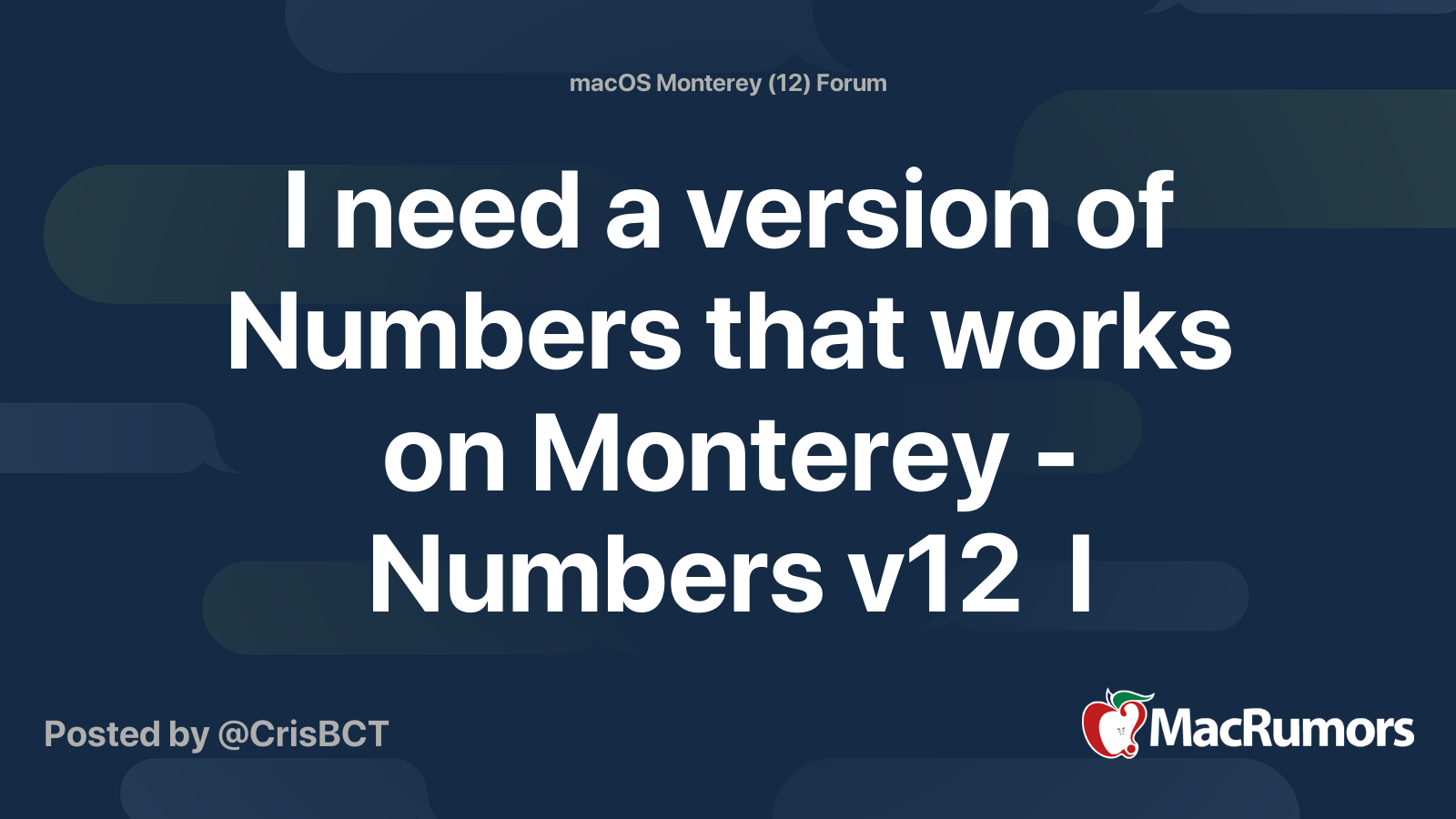 I need a version of Numbers that works on Monterey - Numbers v12 I ...