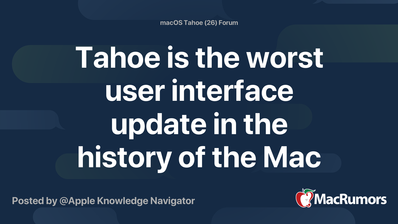 Tahoe is the worst user interface update in the history of the Mac ...