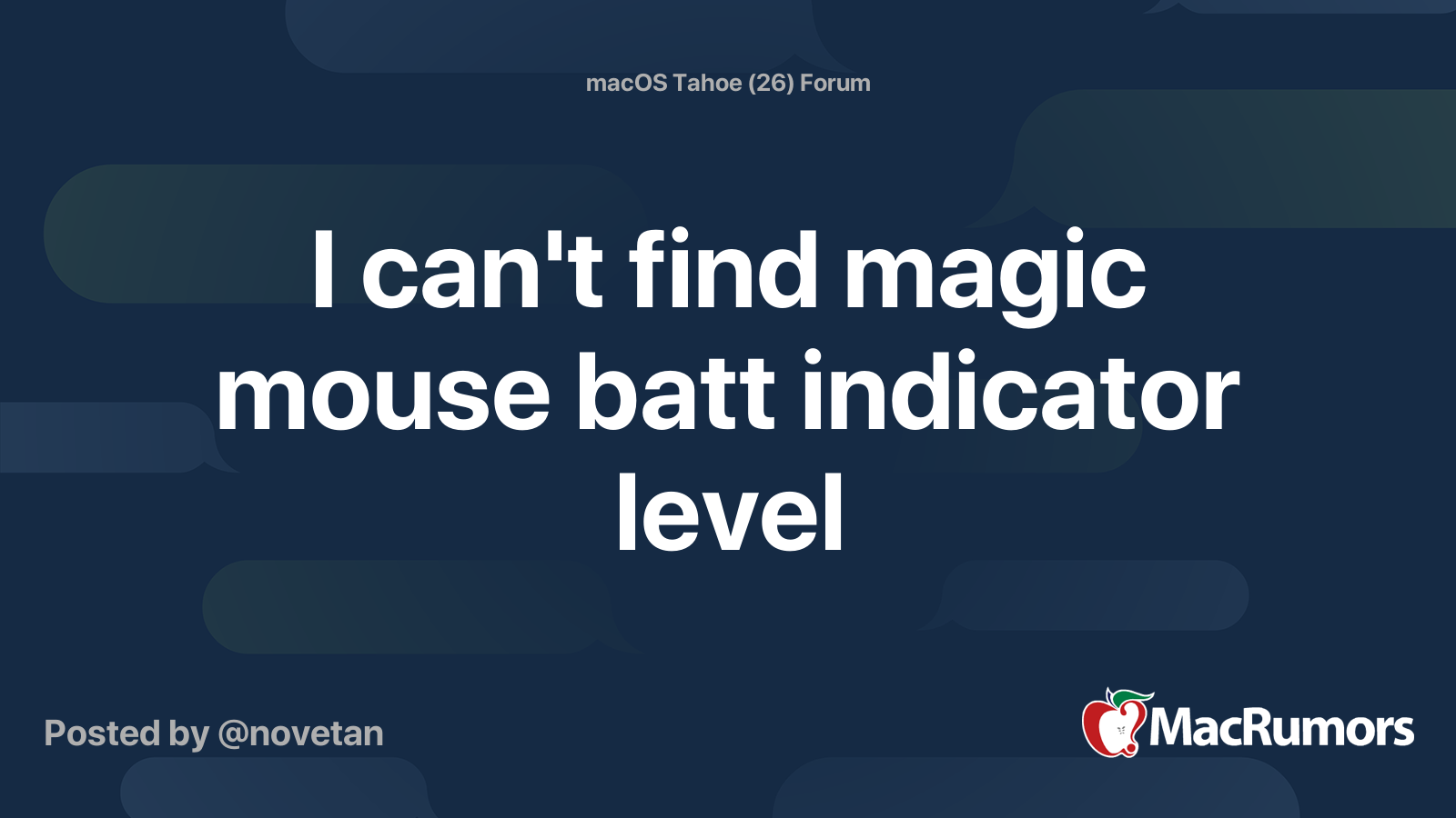 I can't find magic mouse batt indicator level | MacRumors Forums