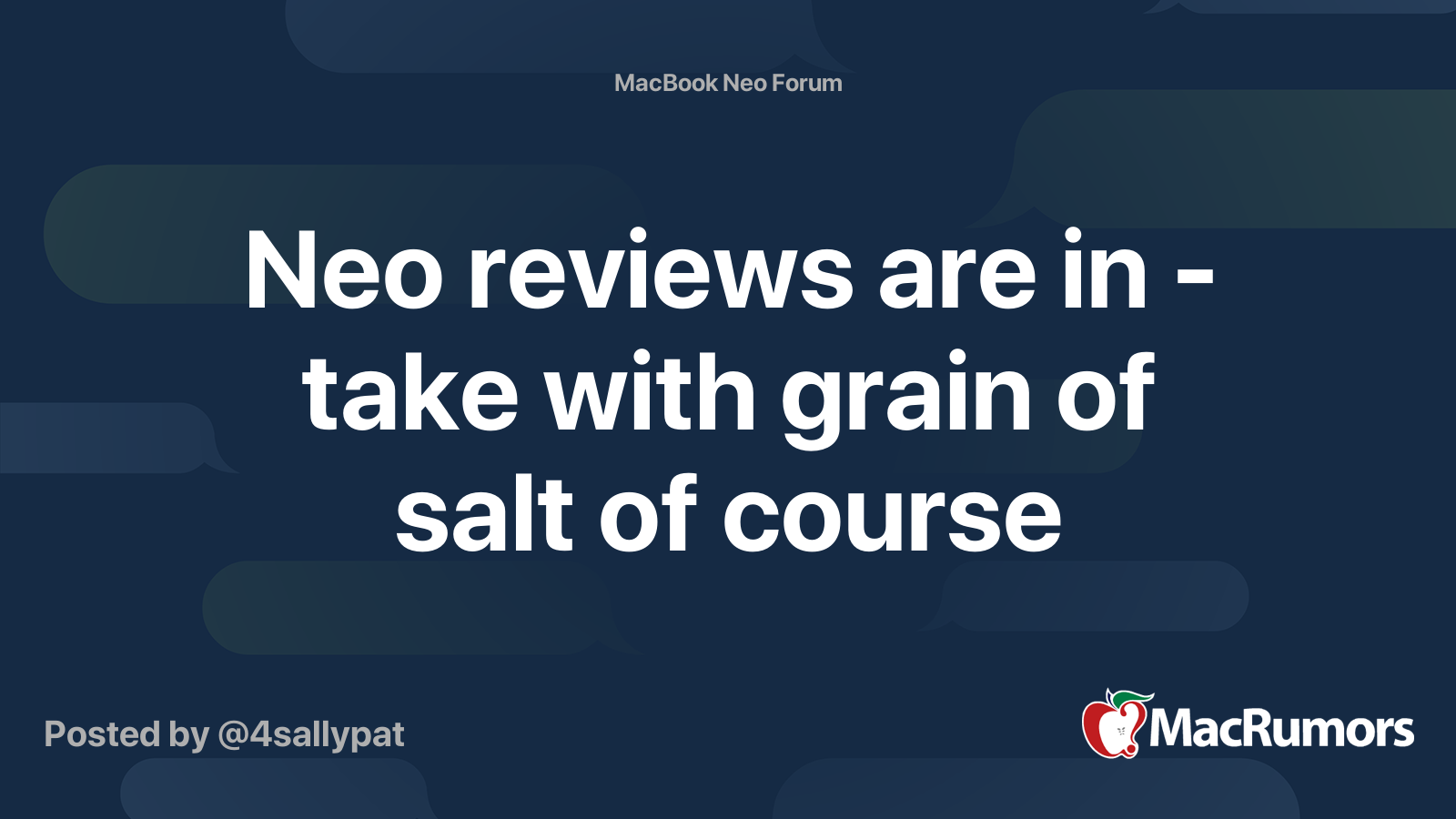 Neo reviews are in - take with grain of salt of course | MacRumors Forums