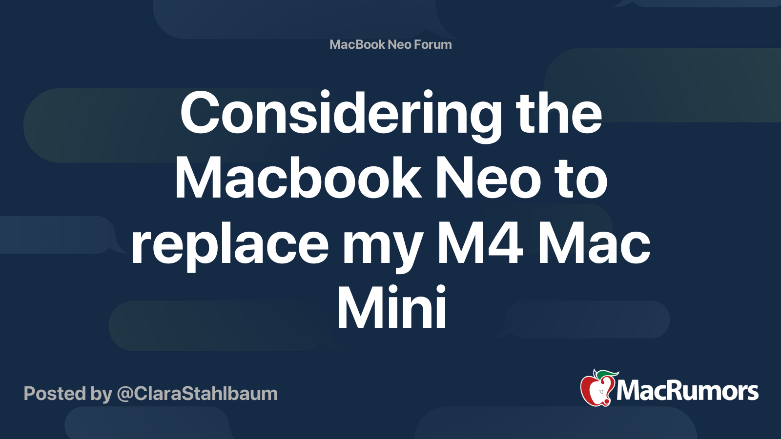 Considering the Macbook Neo to replace my M4 Mac Mini | MacRumors Forums