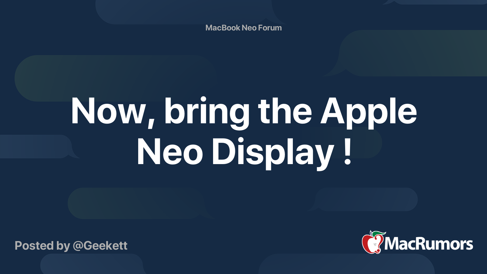 Now, bring the Apple Neo Display ! | MacRumors Forums