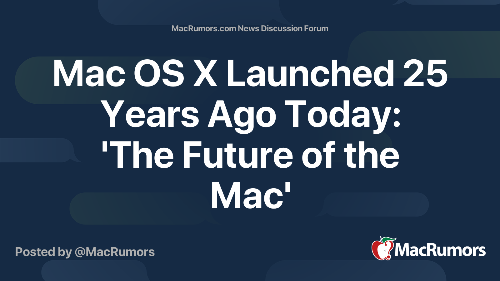 Mac OS X Launched 25 Years Ago Today: 'The Future of the Mac' | Page 4 ...