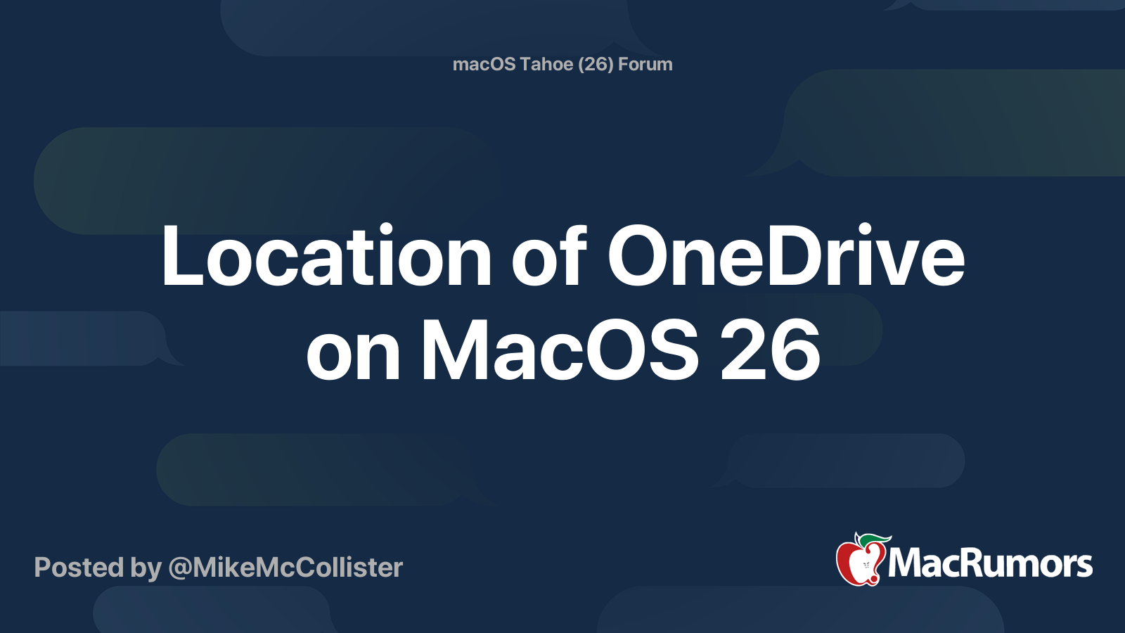 Location of OneDrive on MacOS 26 | MacRumors Forums