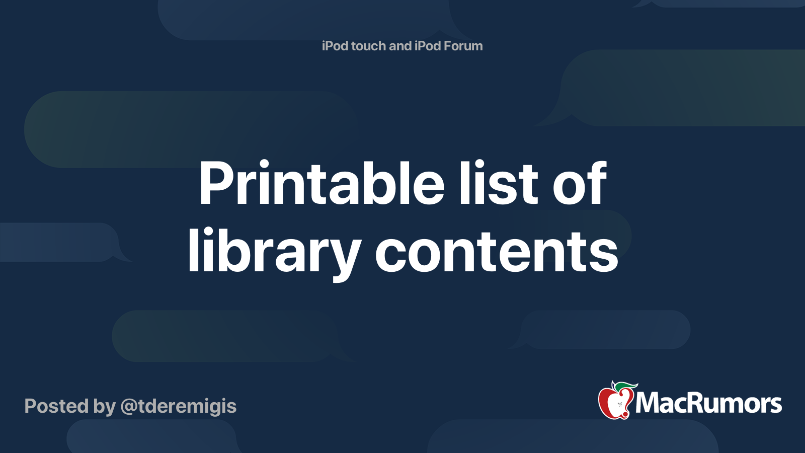 Printable list of library contents | MacRumors Forums