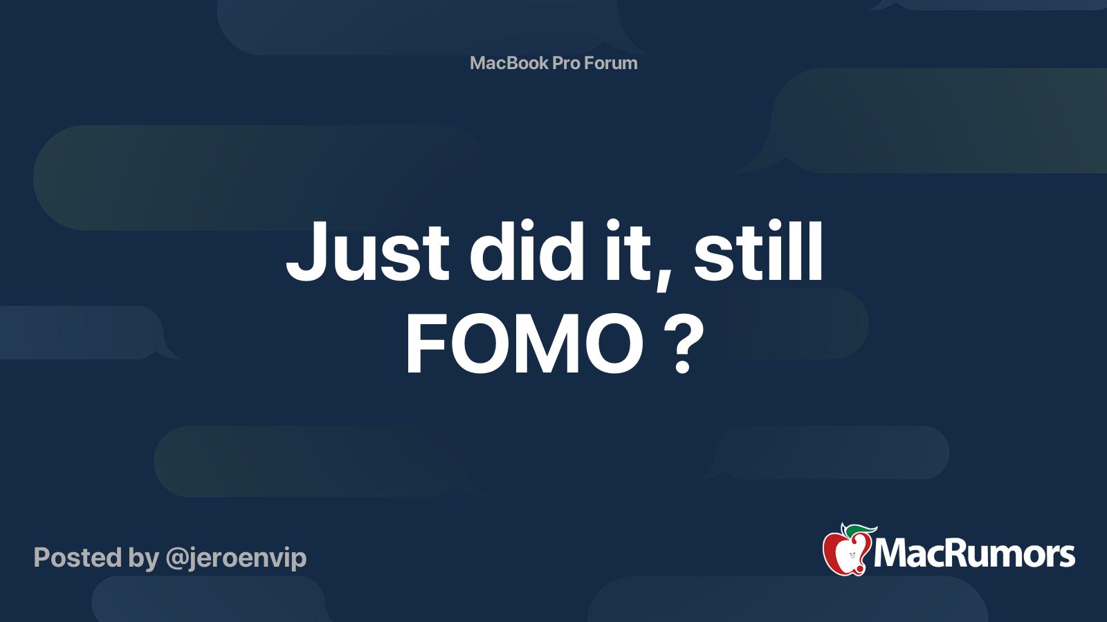 Just did it, still FOMO ? | MacRumors Forums