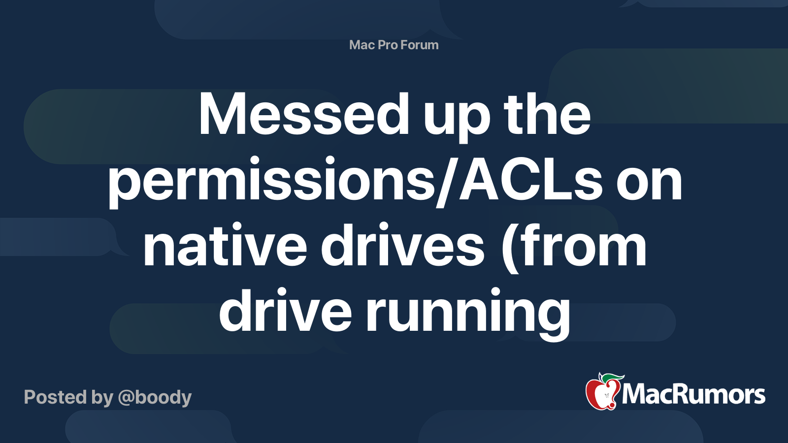Messed up the permissions/ACLs on native drives (from drive running ...