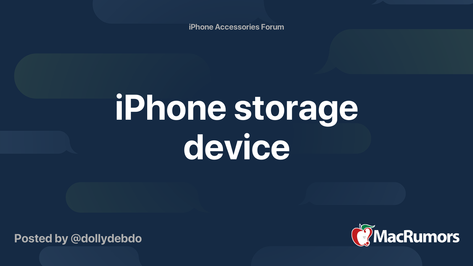 iPhone storage device | MacRumors Forums