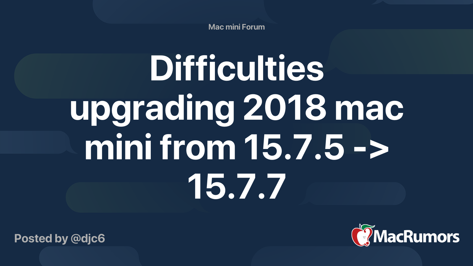Difficulties upgrading 2018 mac mini from 15.7.5 -> 15.7.7 | MacRumors ...