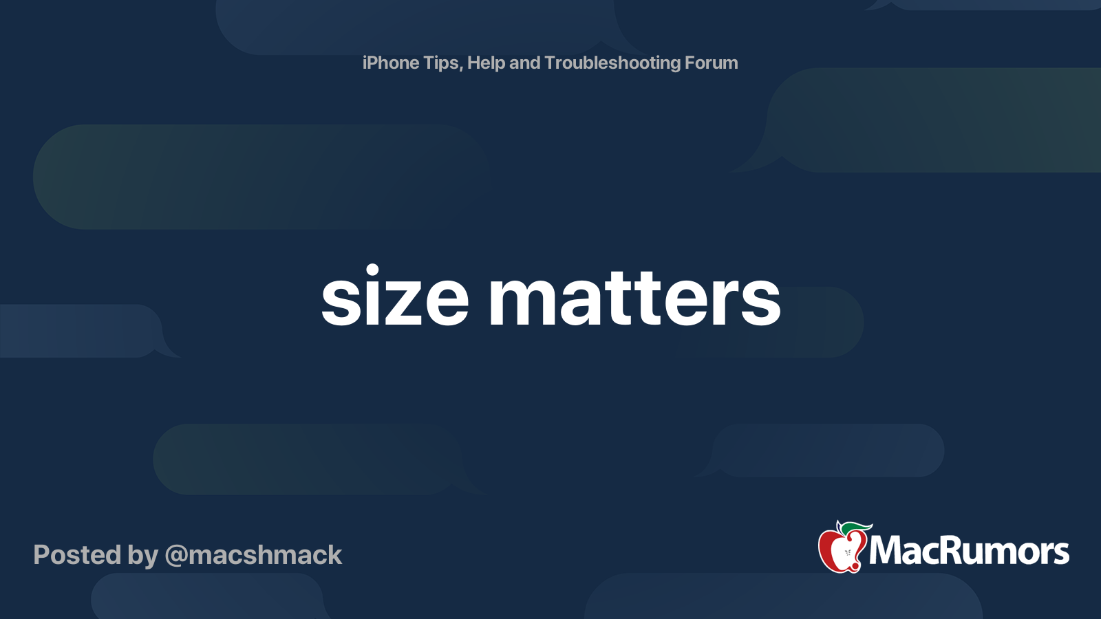 size matters | MacRumors Forums