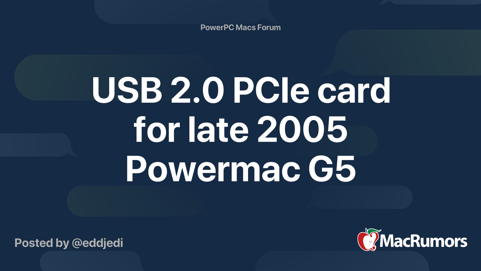 USB 2.0 PCIe card for late 2005 Powermac G5 | MacRumors Forums