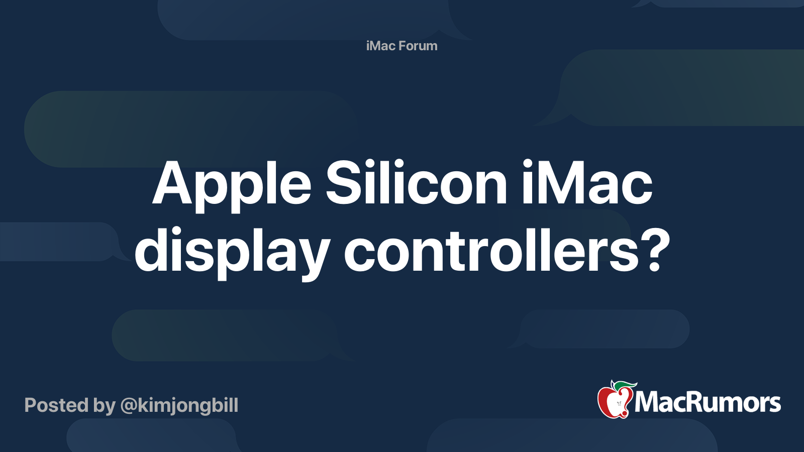 Apple Silicon iMac display controllers? | MacRumors Forums