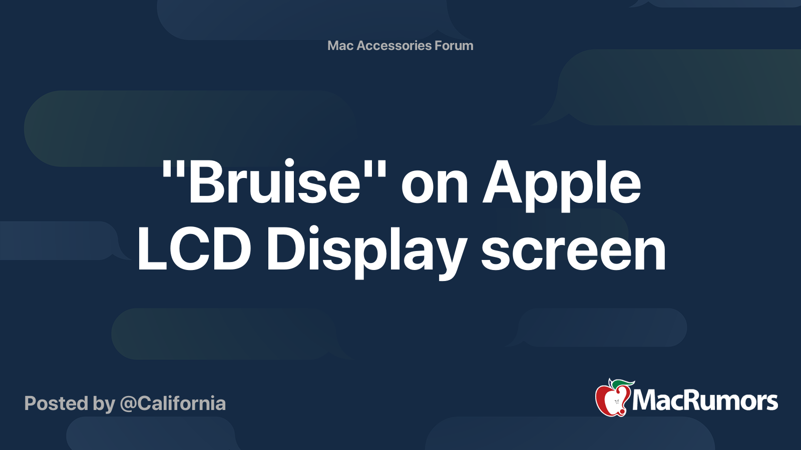 "Bruise" on Apple LCD Display screen | MacRumors Forums