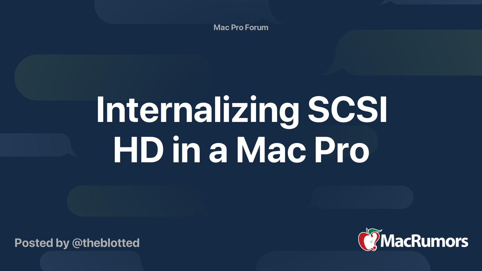 Internalizing SCSI HD in a Mac Pro | MacRumors Forums
