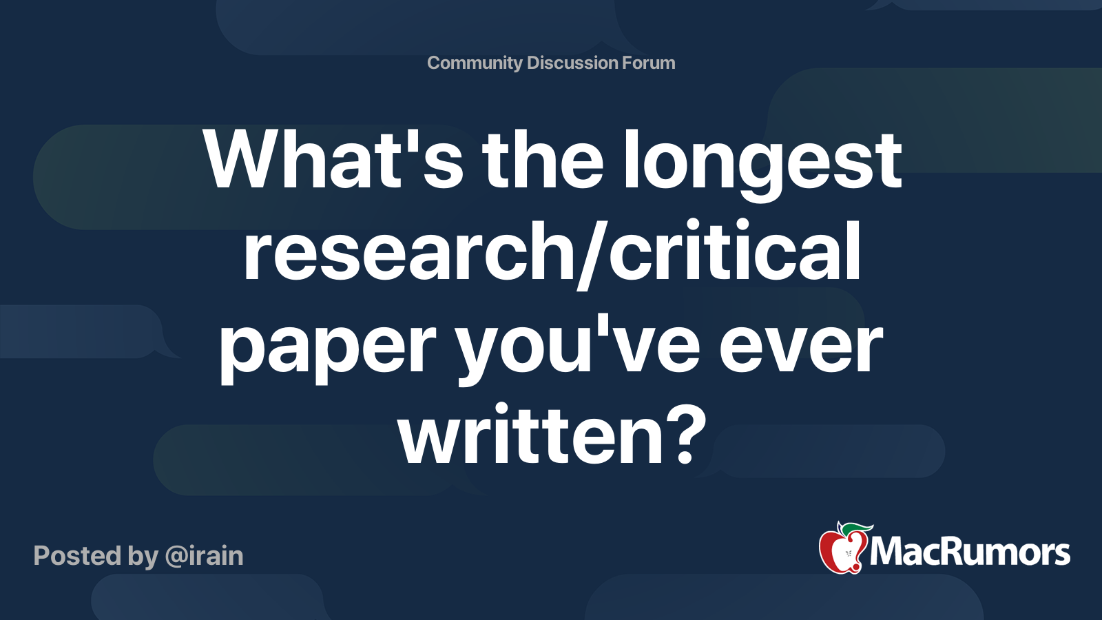 What's the longest research/critical paper you've ever written ...