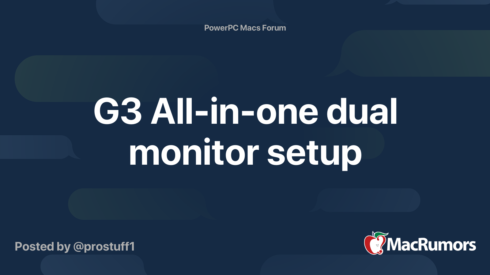 G3 All-in-one dual monitor setup | MacRumors Forums