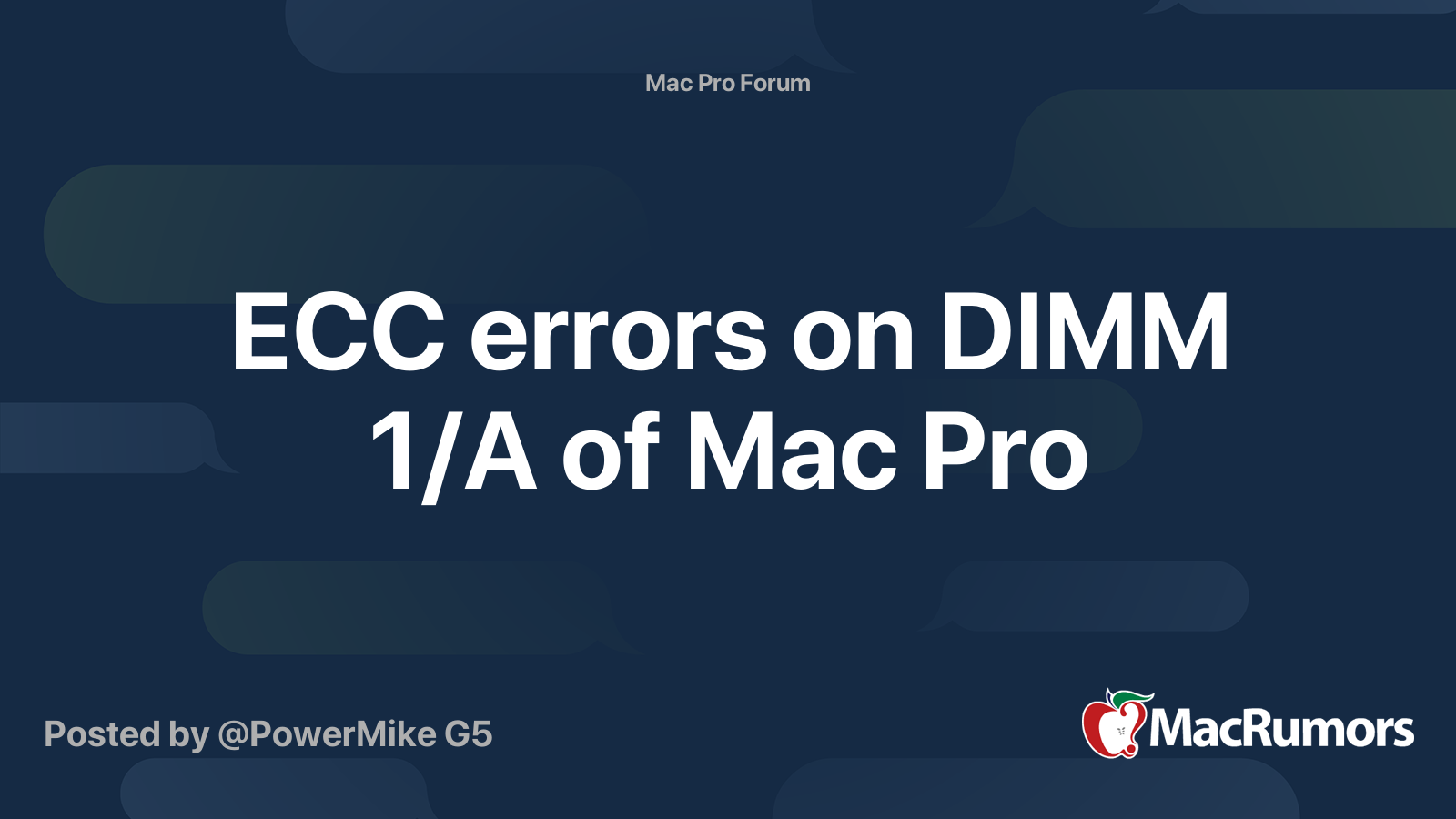 ECC errors on DIMM 1/A of Mac Pro | MacRumors Forums