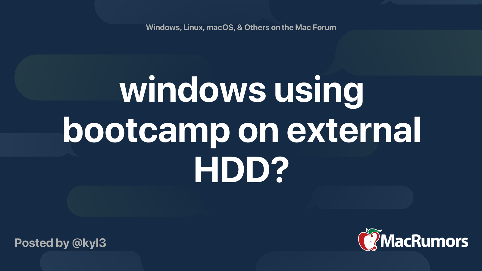 Windows Using Bootcamp On External Hdd Macrumors Forums