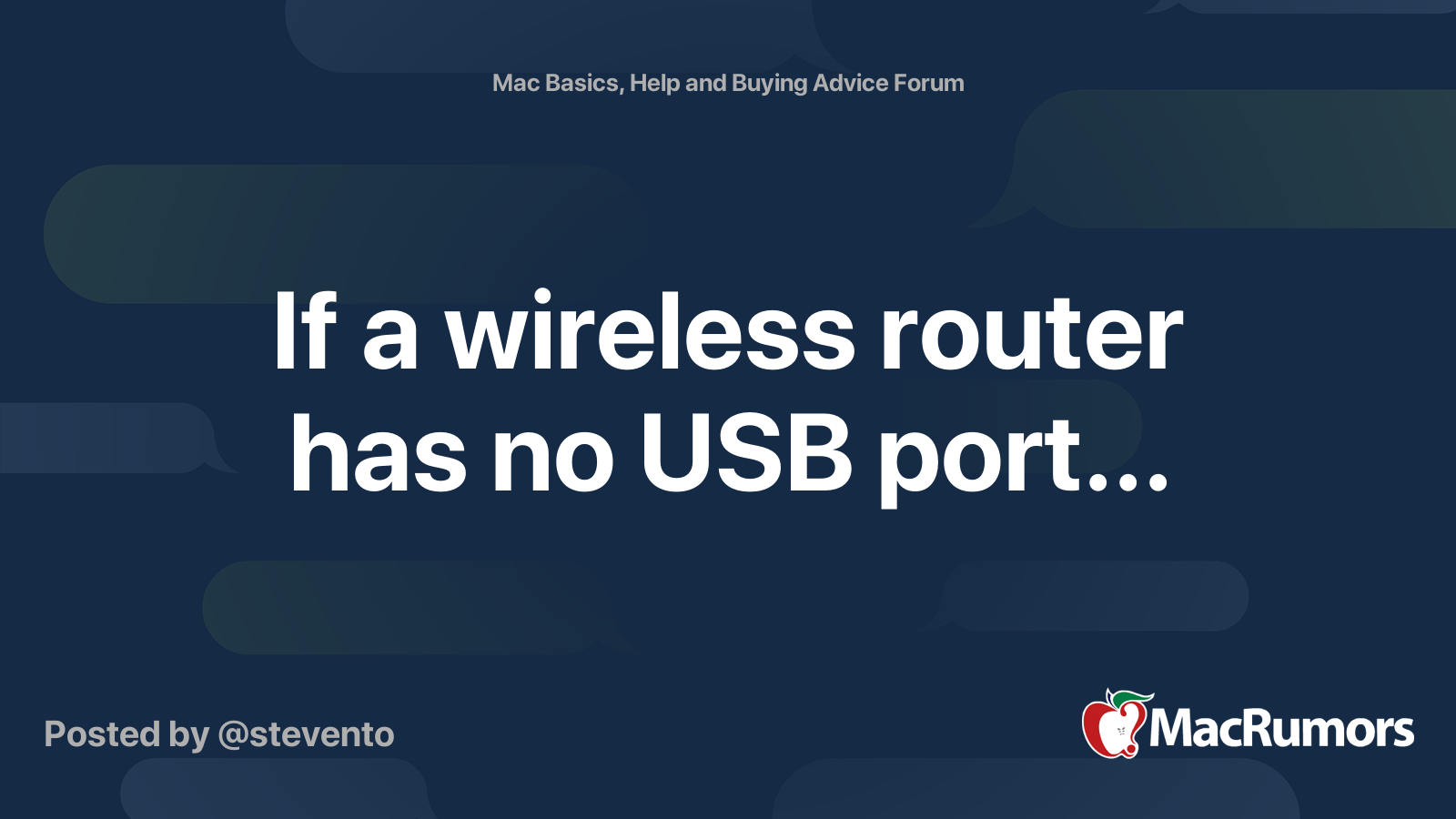 If a wireless router has no USB port... | MacRumors Forums