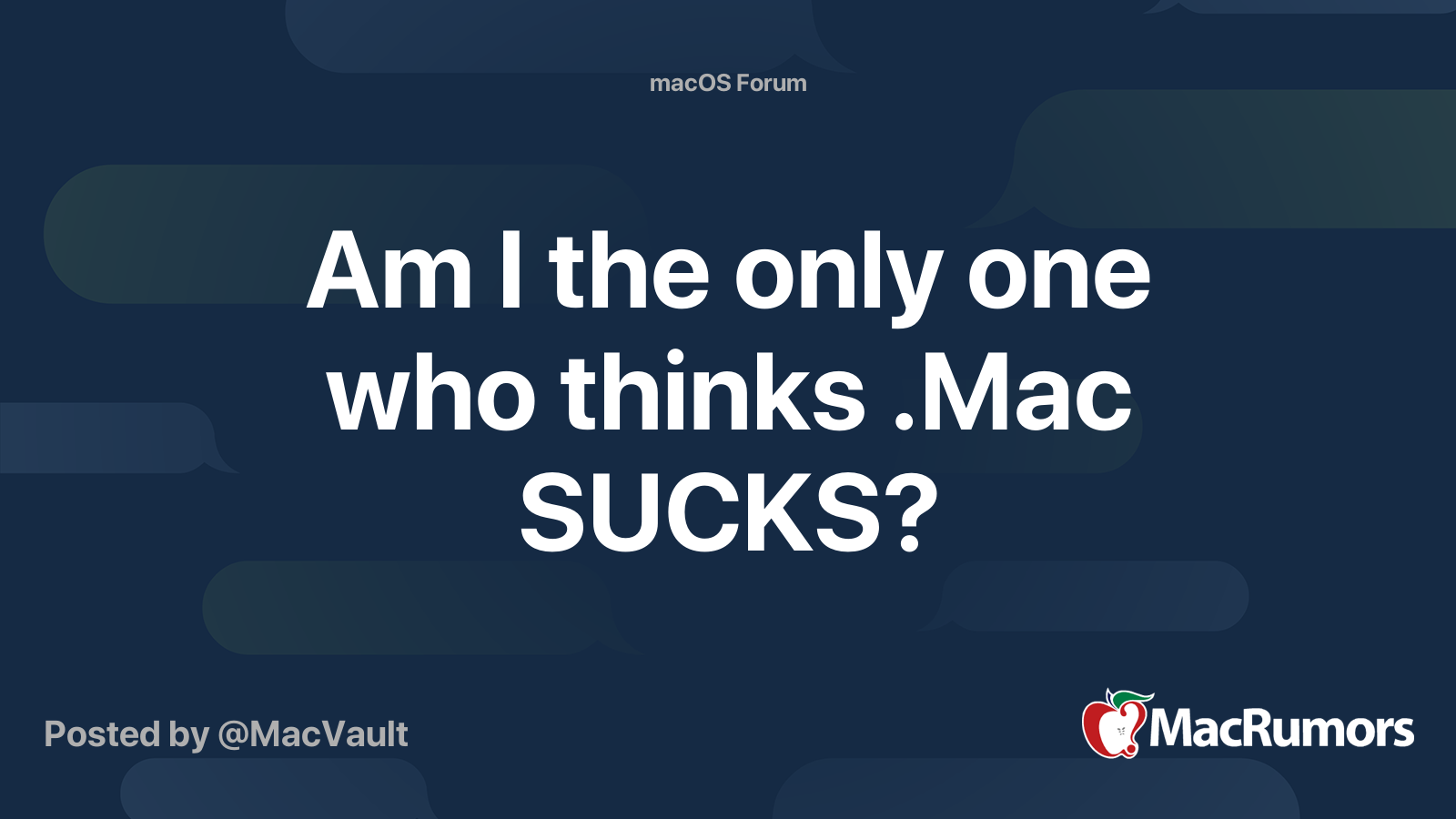 Am I the only one who thinks .Mac SUCKS? | MacRumors Forums