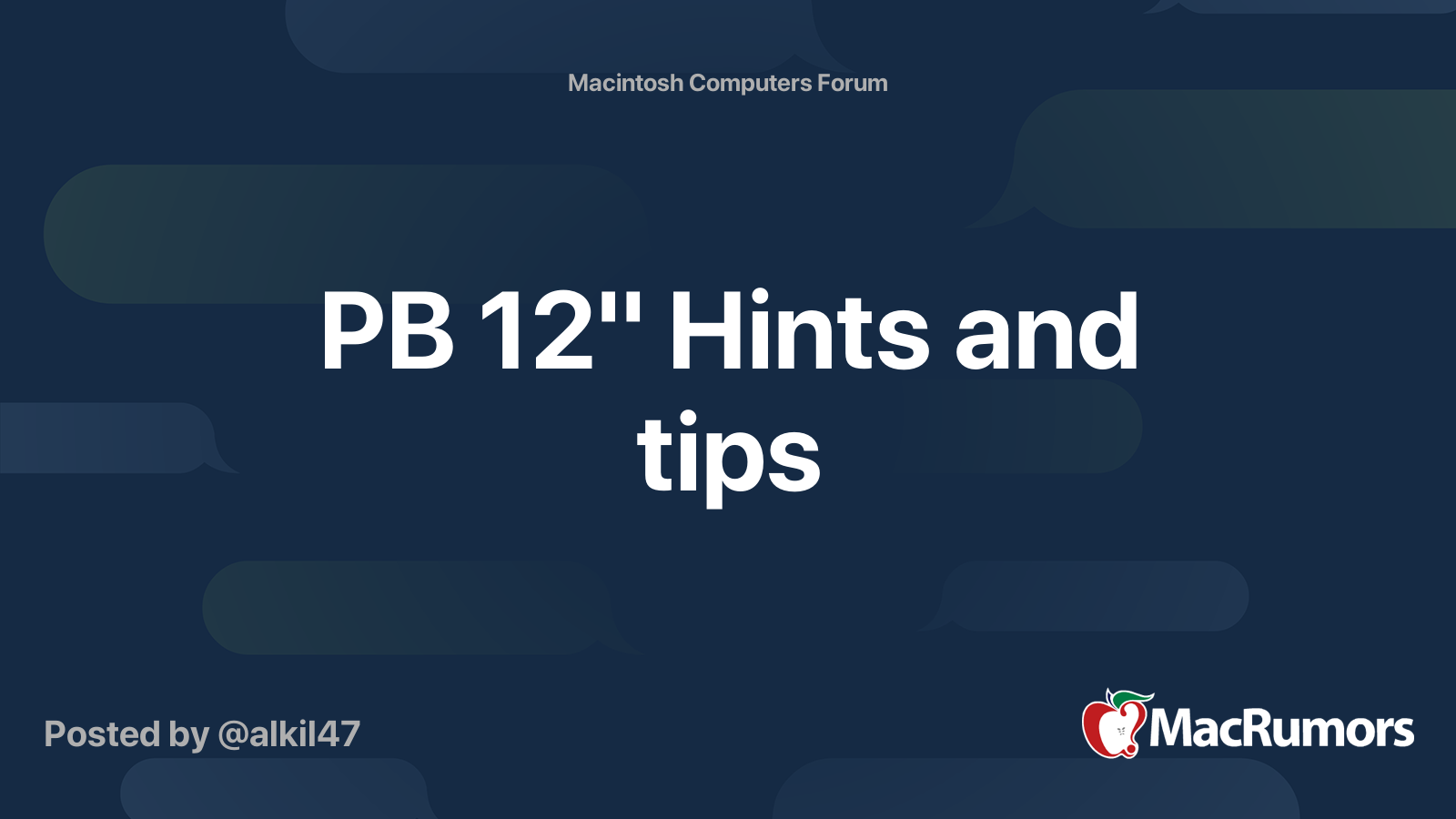 PB 12" Hints and tips | MacRumors Forums