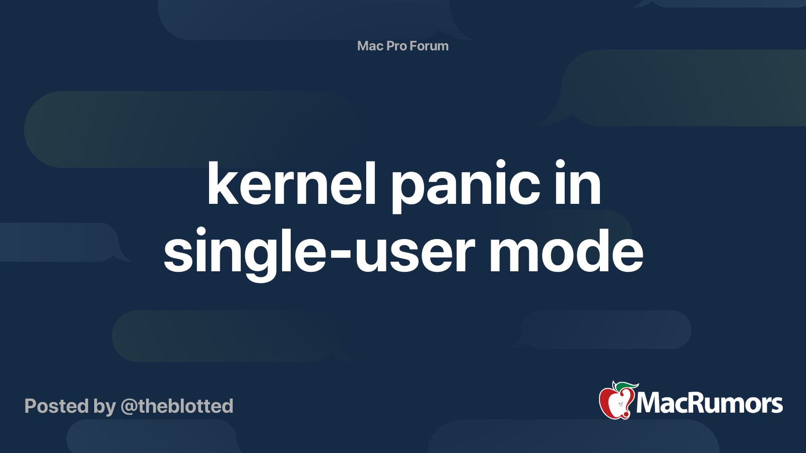 kernel panic in single-user mode | MacRumors Forums