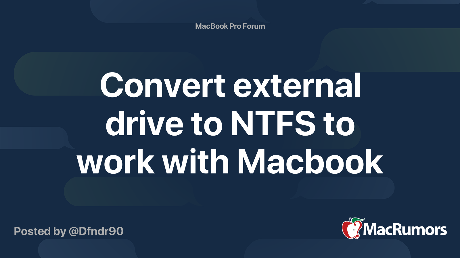 Convert external drive to NTFS to work with Macbook | MacRumors Forums