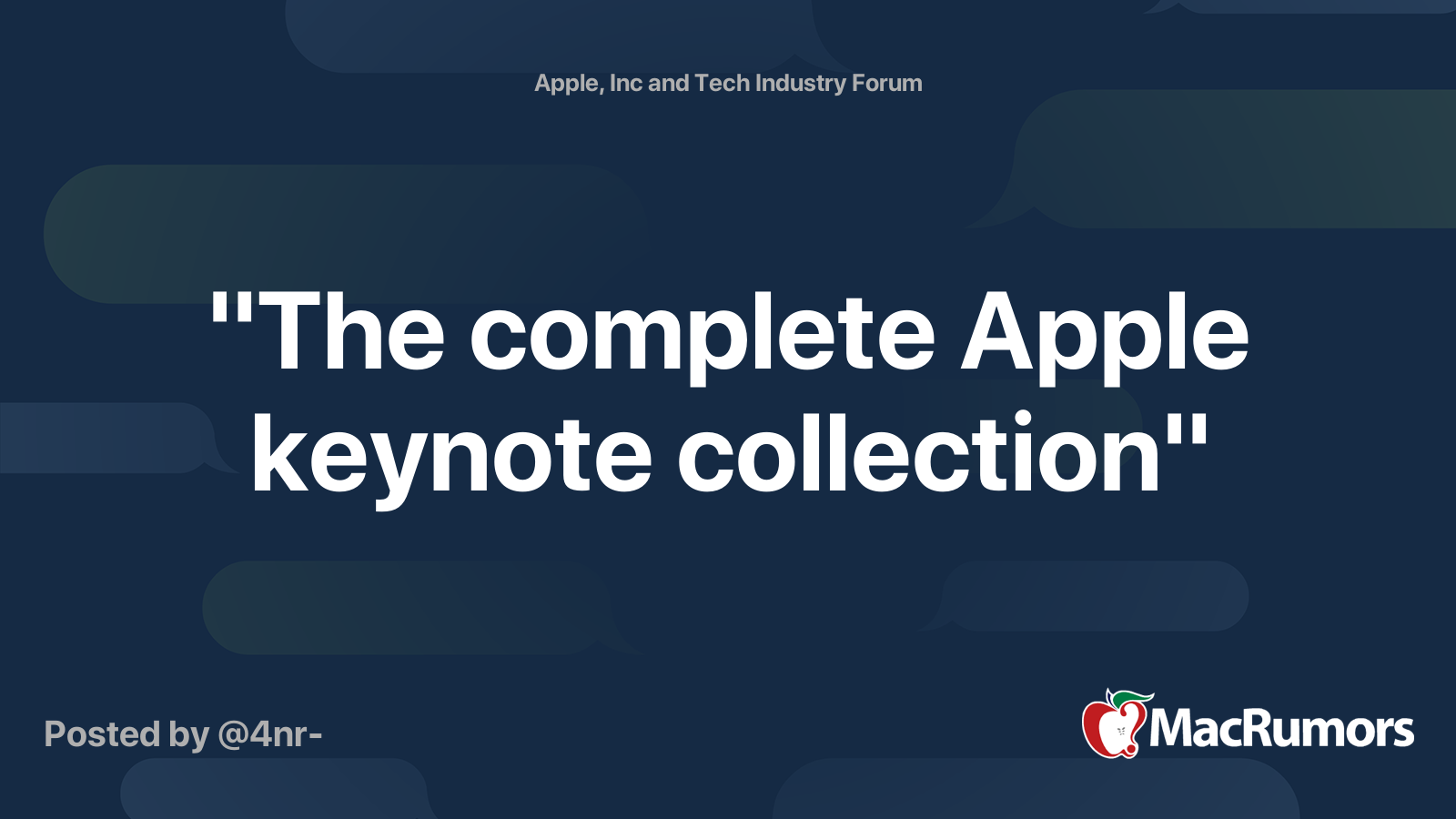 "The complete Apple keynote collection" | MacRumors Forums