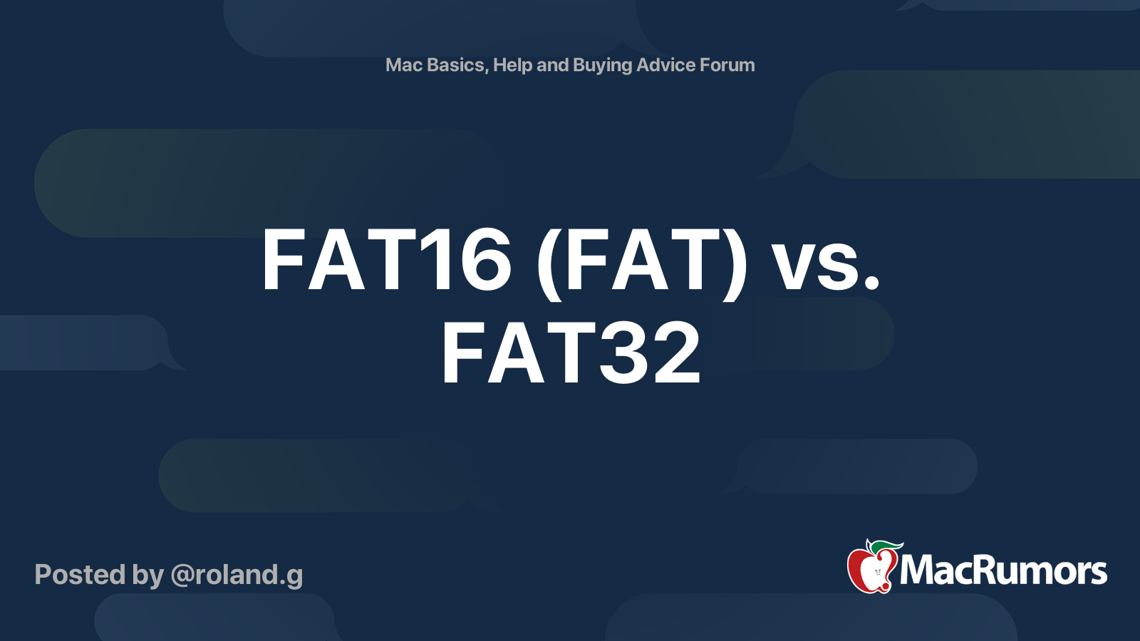 FAT16 (FAT) vs. FAT32 | MacRumors Forums