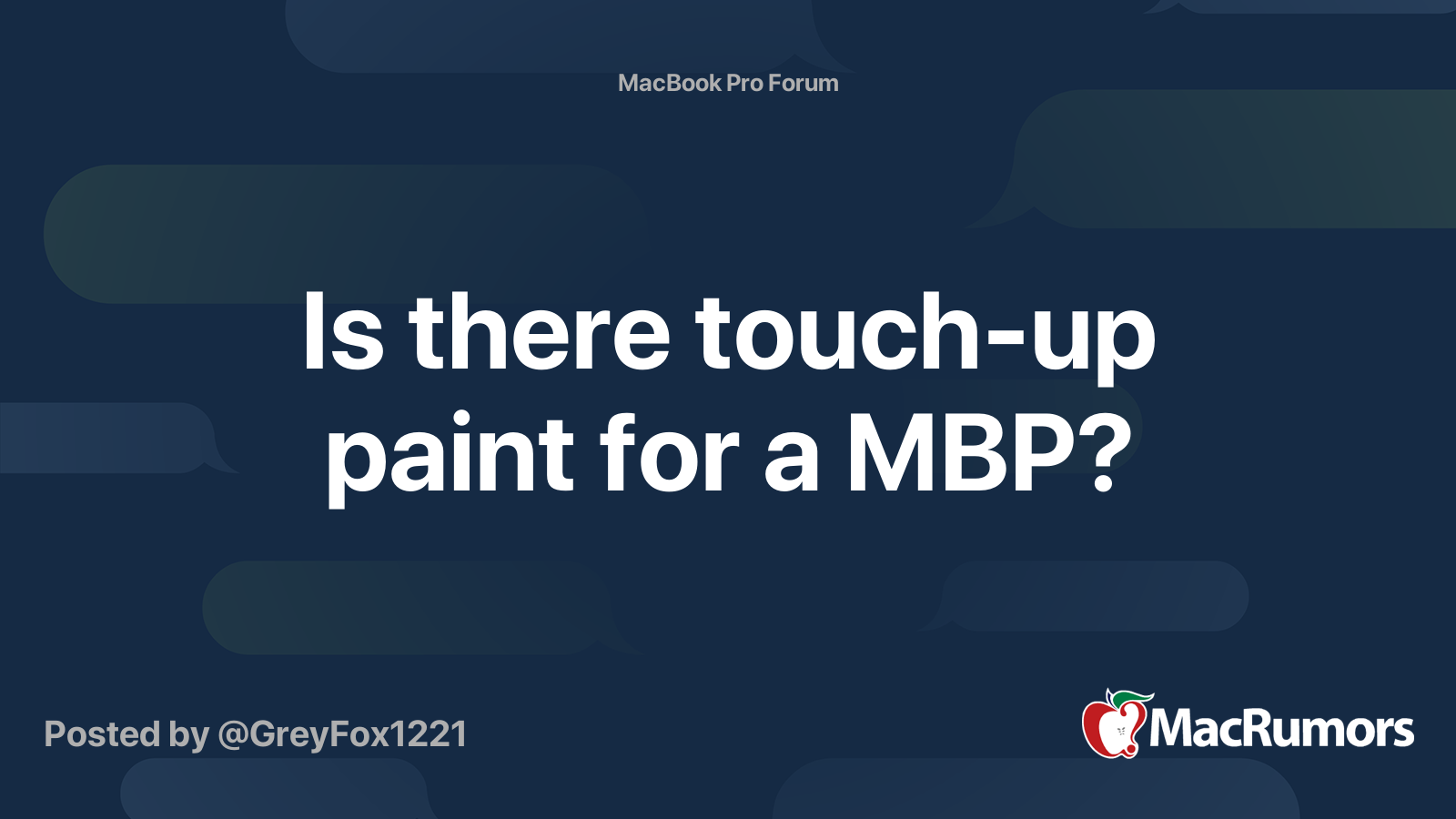 Is there touch-up paint for a MBP? | MacRumors Forums