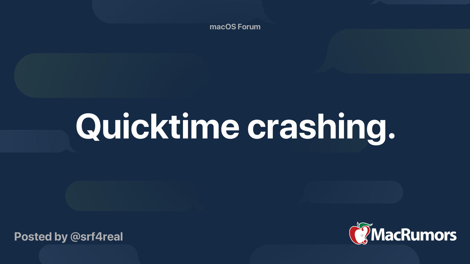 Quicktime Crashing Macrumors Forums