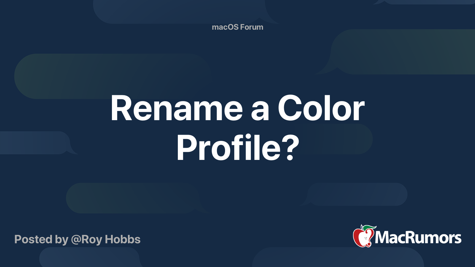 Rename a Color Profile? | MacRumors Forums