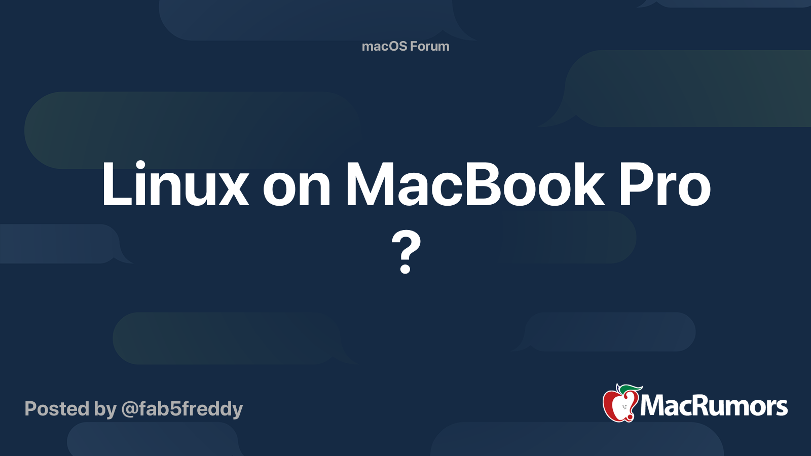 Linux on MacBook Pro ? | MacRumors Forums