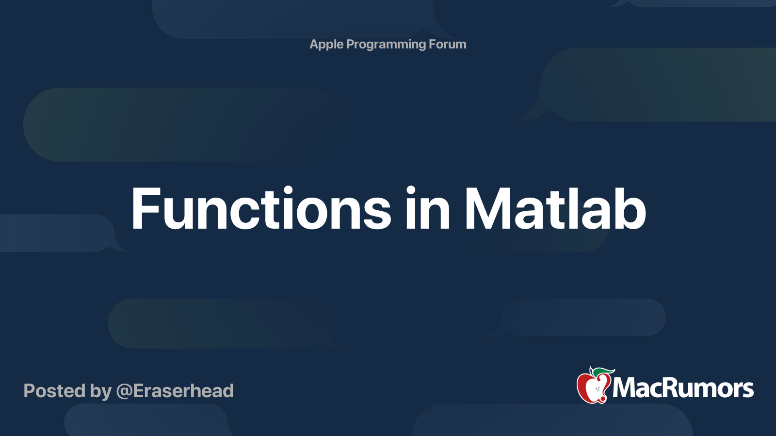 Functions In Matlab Macrumors Forums
