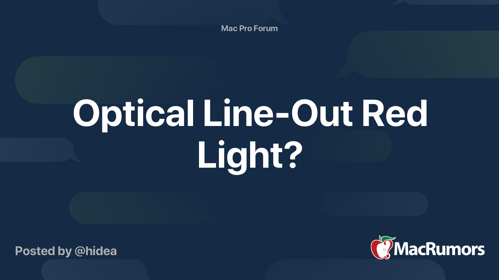 Optical Line-Out Red Light? | MacRumors Forums