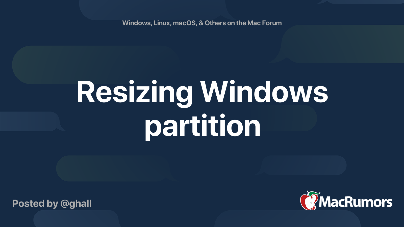 Resizing Windows partition | MacRumors Forums