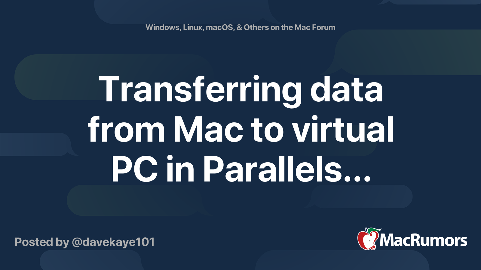 Transferring data from Mac to virtual PC in Parallels... | MacRumors Forums