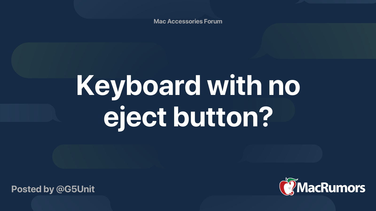 Keyboard with no eject button? | MacRumors Forums