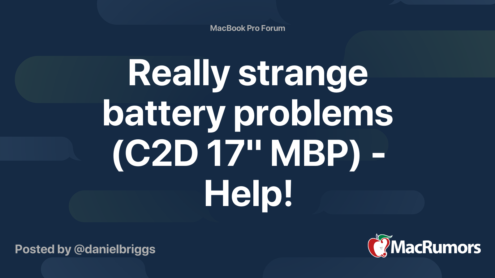 Really strange battery problems (C2D 17" MBP) - Help! | MacRumors Forums