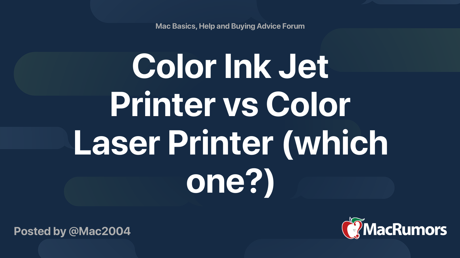 Color Ink Jet Printer vs Color Laser Printer (which one?) | MacRumors ...