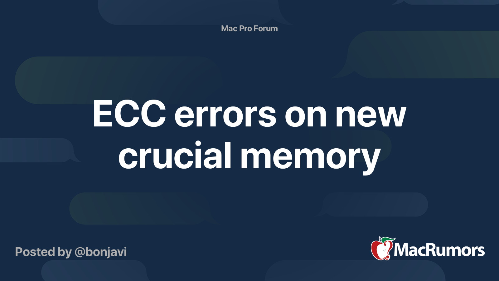 ECC errors on new crucial memory | MacRumors Forums