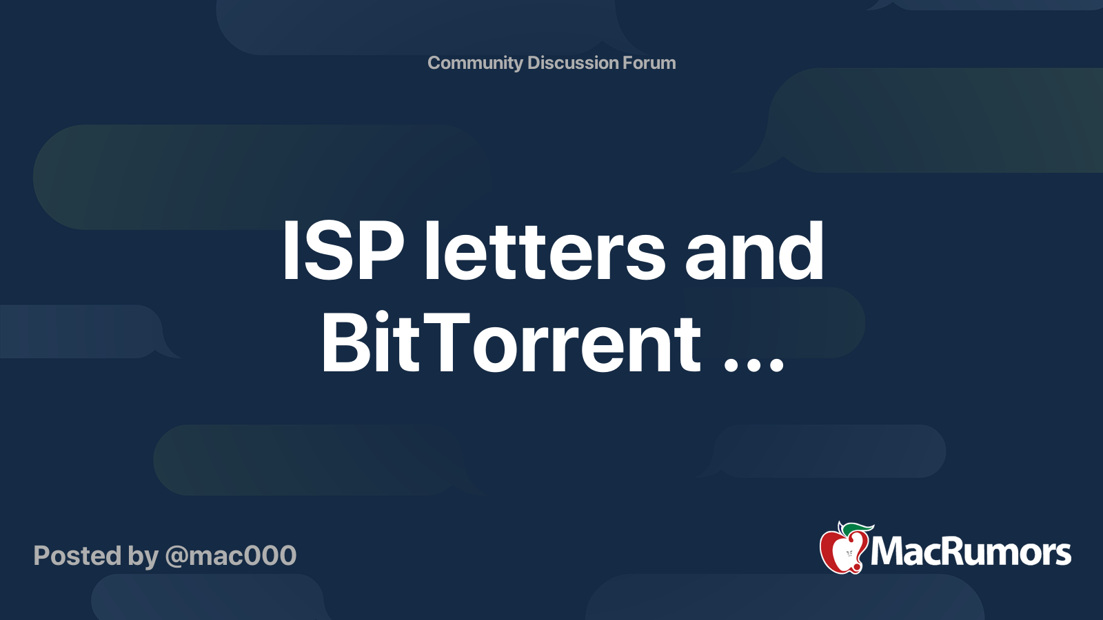 ISP letters and BitTorrent ... | MacRumors Forums