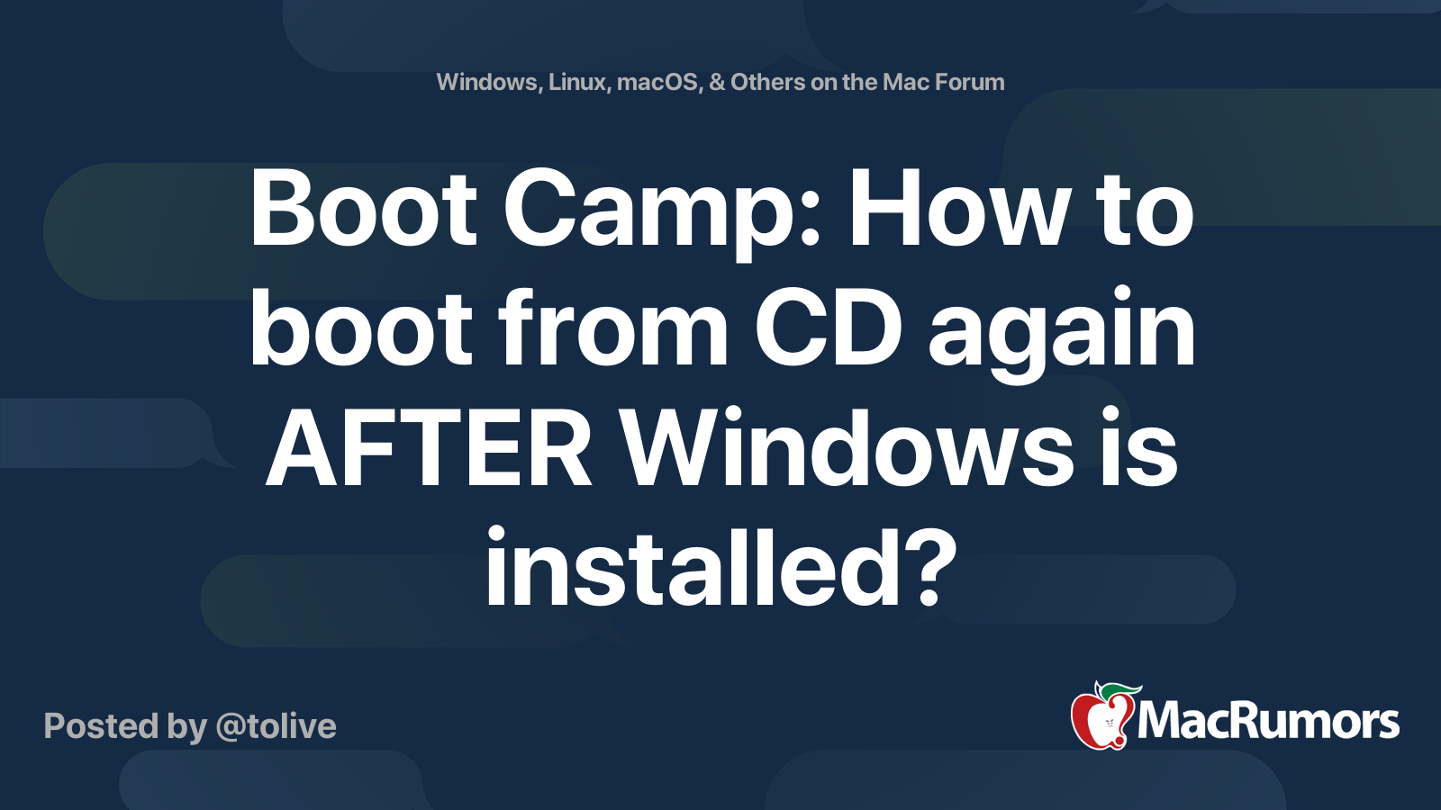 Boot Camp: How to boot from CD again AFTER Windows is installed? | MacRumors Forums
