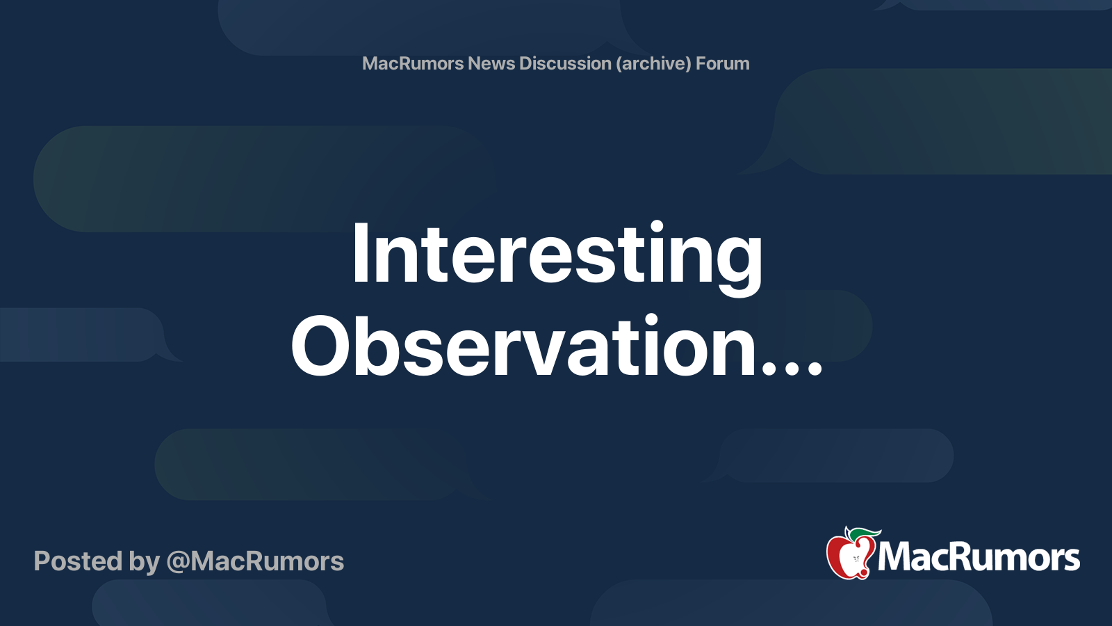 Interesting Observation... | MacRumors Forums