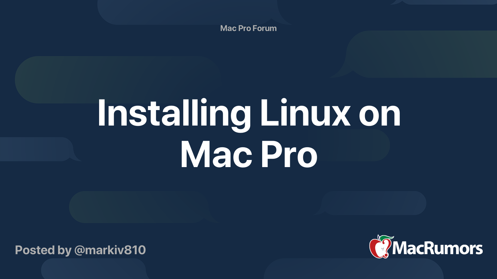 Installing Linux on Mac Pro | MacRumors Forums