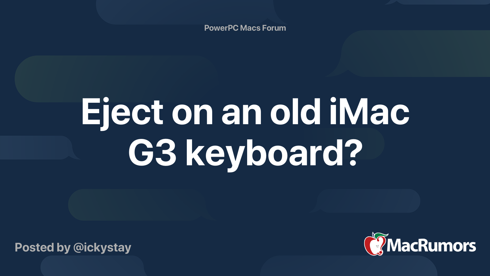 Eject on an old iMac G3 keyboard? | MacRumors Forums