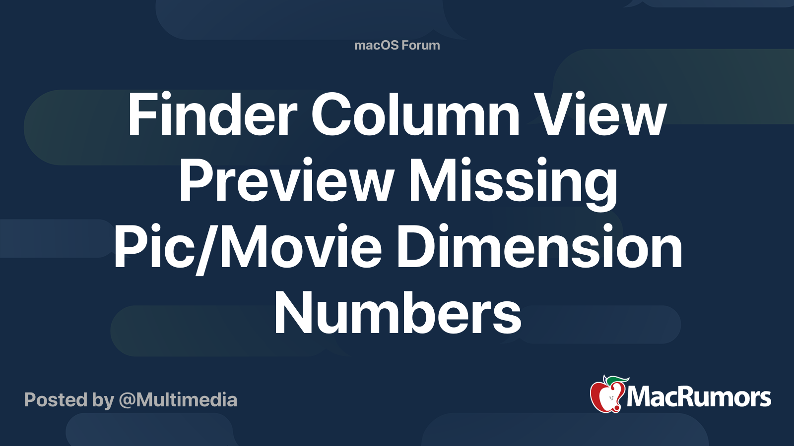 Finder Column View Preview Missing Pic/Movie Dimension Numbers | MacRumors Forums