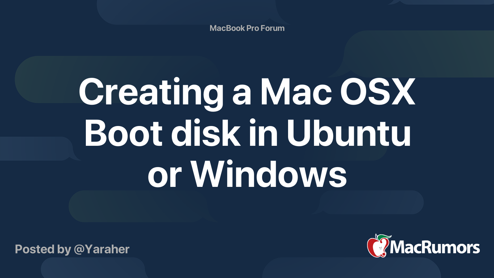 Creating a Mac OSX Boot disk in Ubuntu or Windows | MacRumors Forums