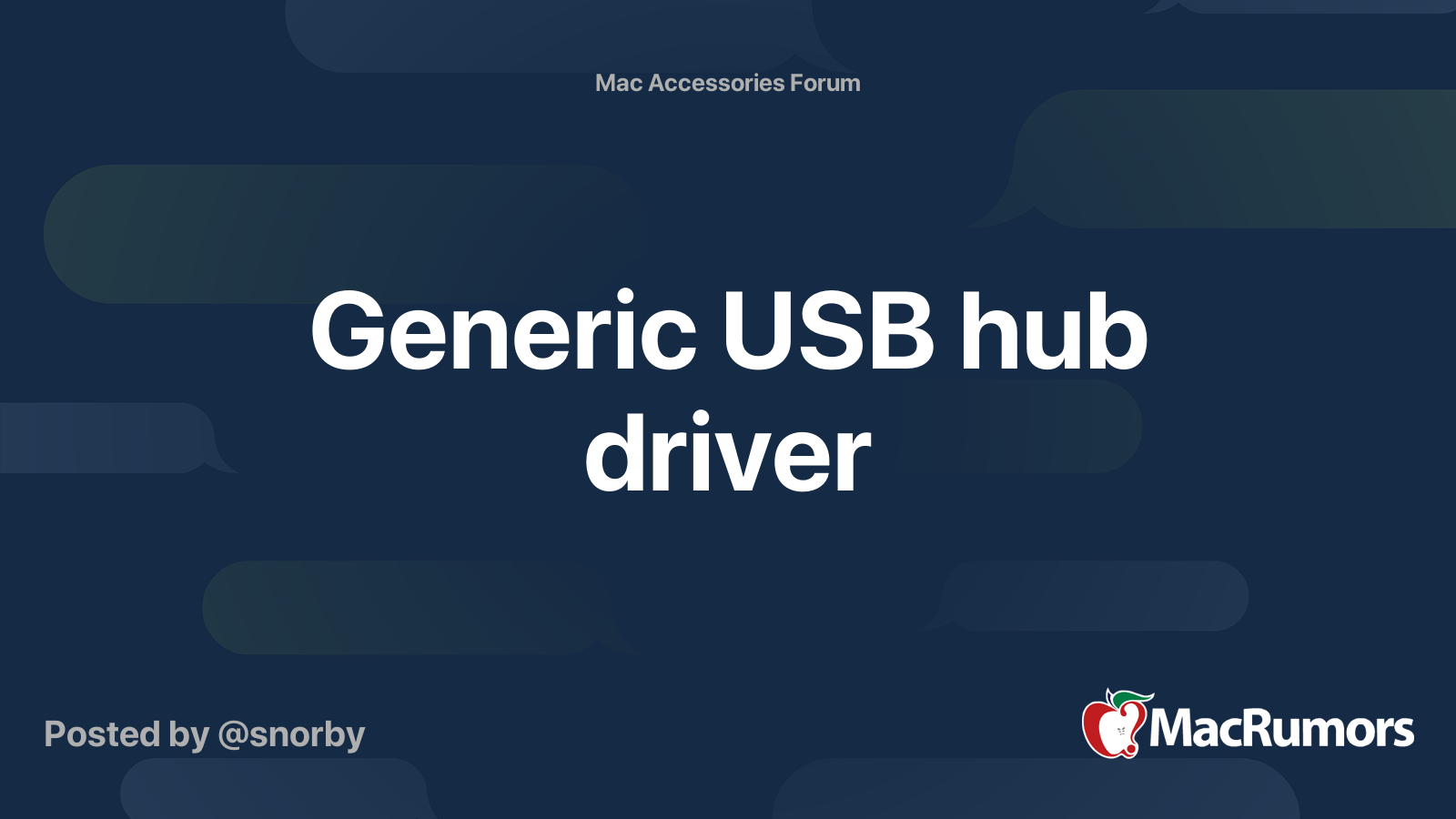Generic USB hub driver | MacRumors Forums
